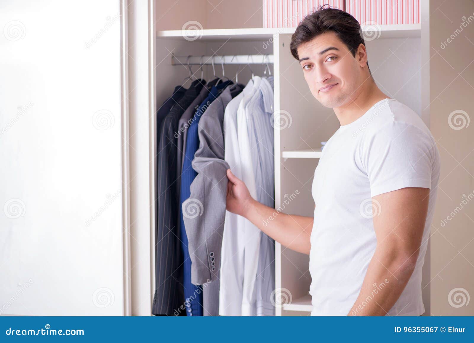 The Young Man Businessman Getting Dressed for Work Stock Image - Image ...