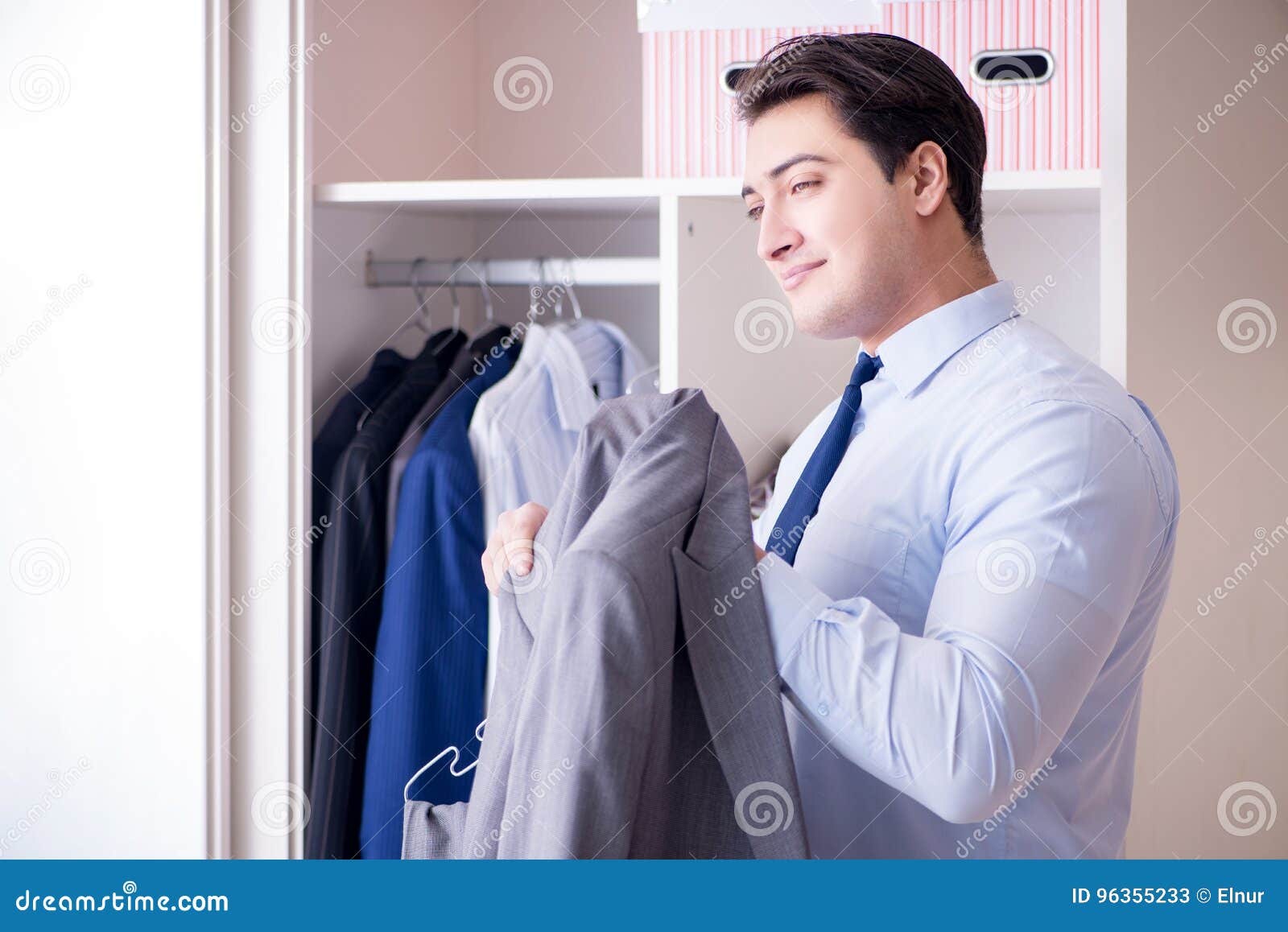 The Young Man Businessman Getting Dressed for Work Stock Image - Image ...