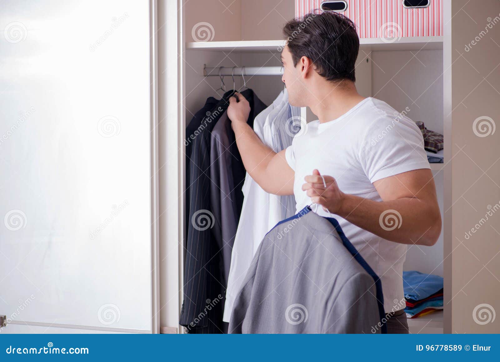 The Young Man Businessman Getting Dressed for Work Stock Image - Image ...