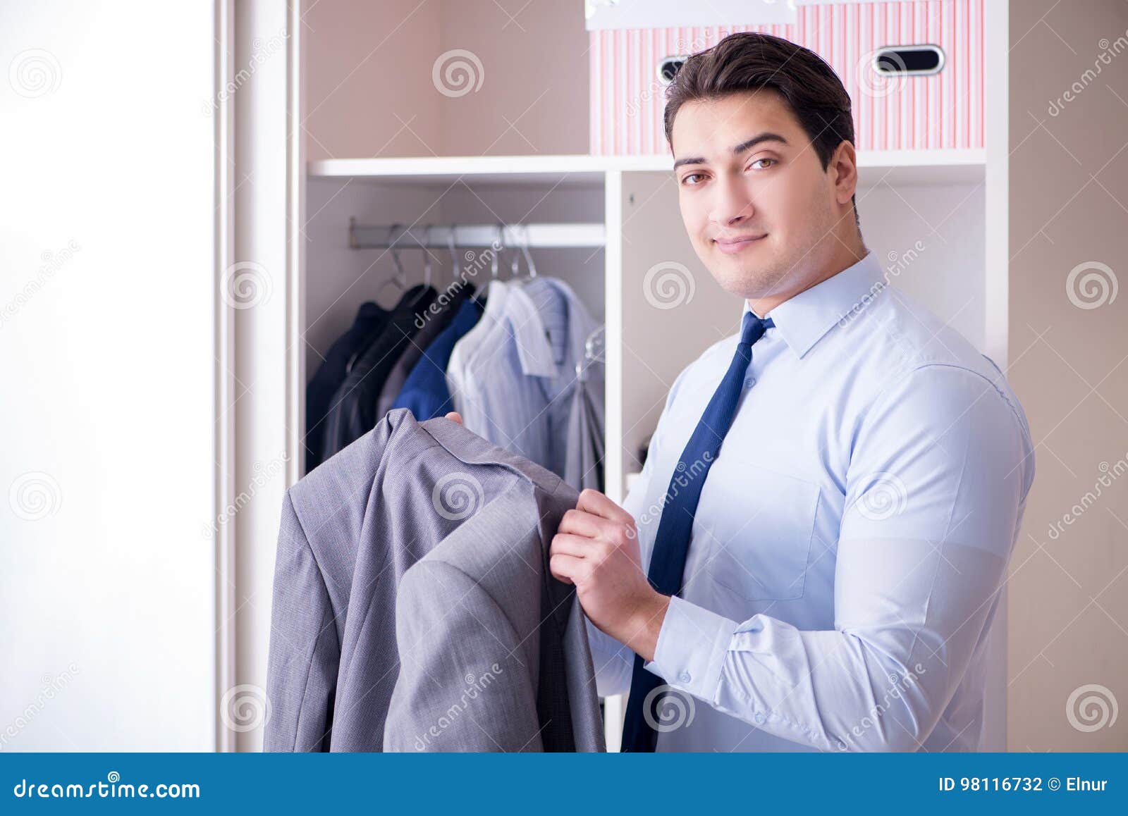 The Young Man Businessman Getting Dressed for Work Stock Photo - Image ...