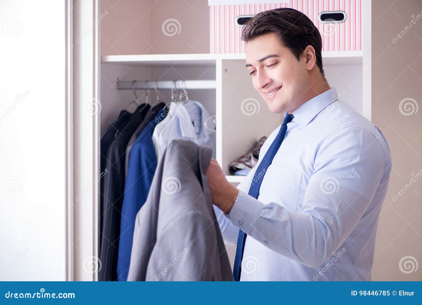 The Young Man Businessman Getting Dressed for Work Stock Image - Image ...