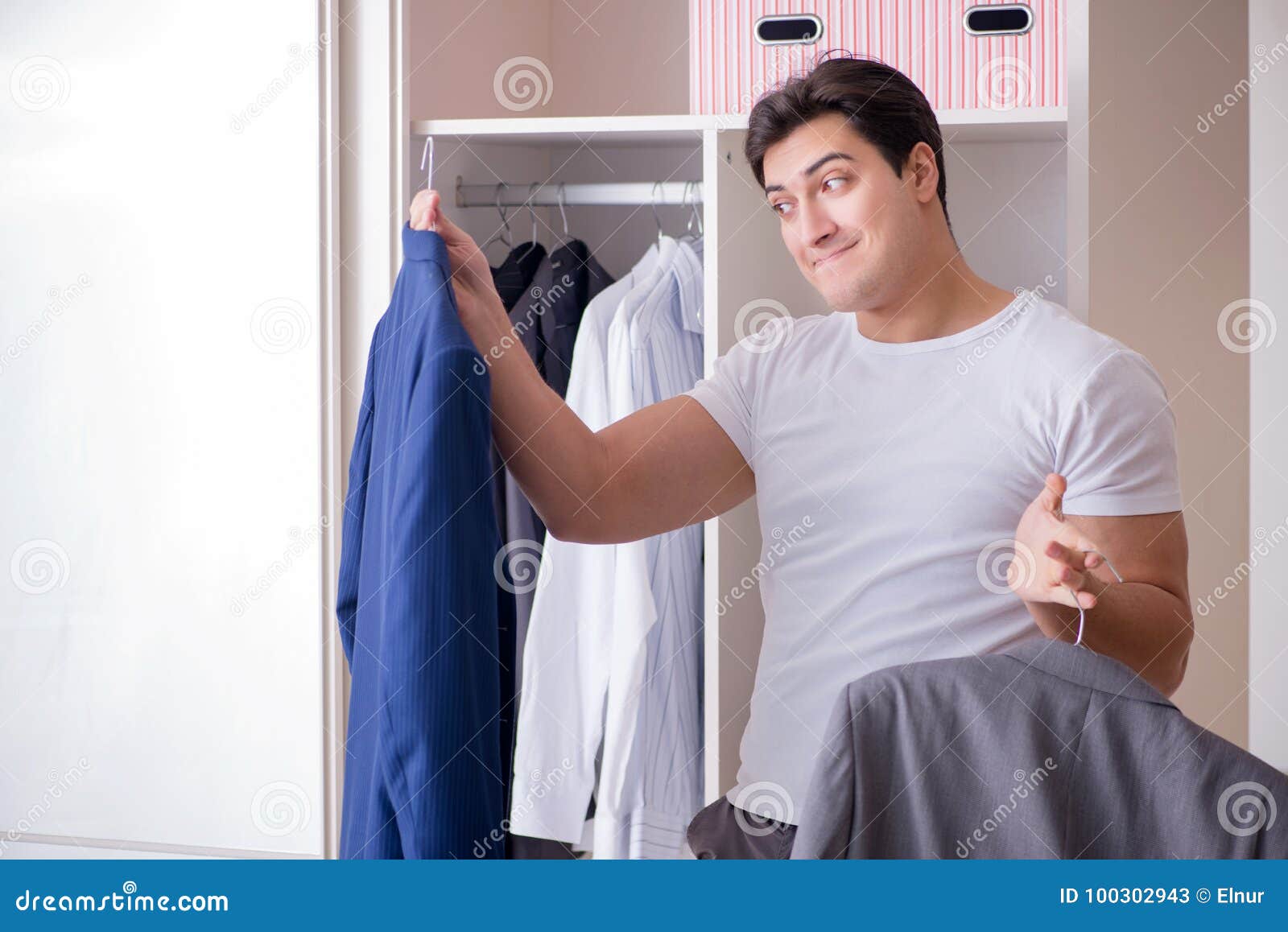 The Young Man Businessman Getting Dressed for Work Stock Image - Image ...