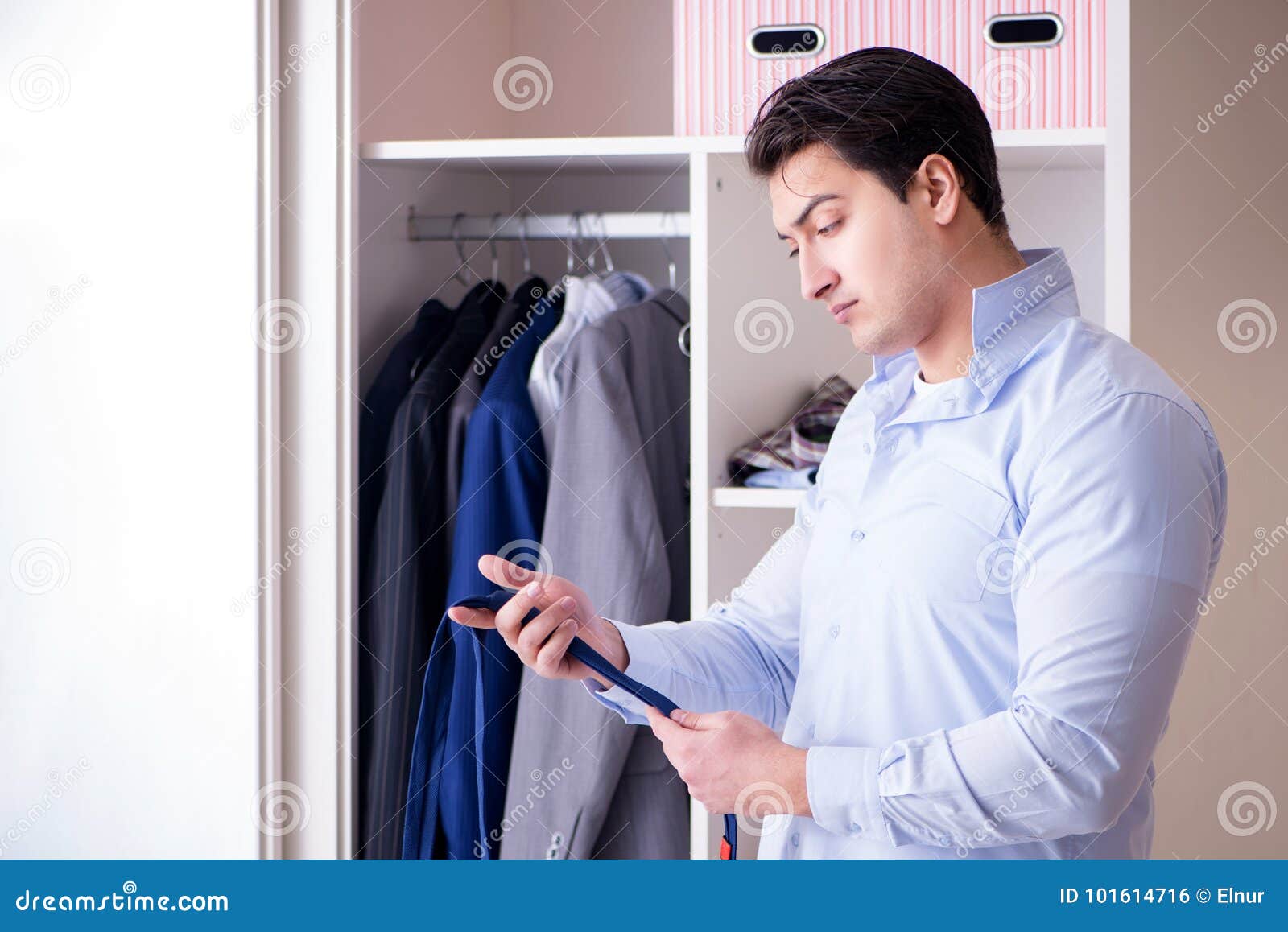 The Young Man Businessman Getting Dressed for Work Stock Photo - Image ...