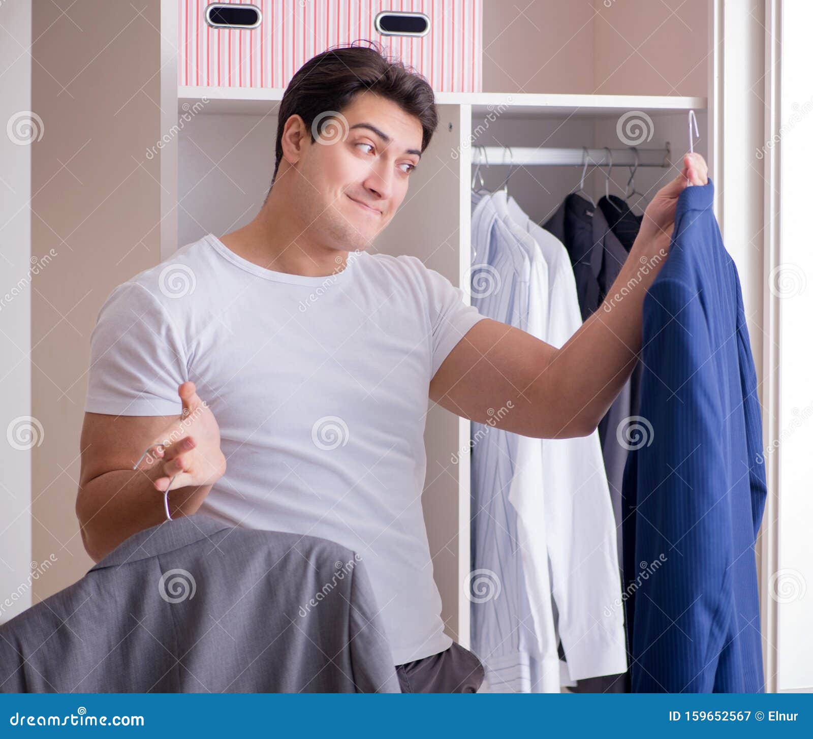 Young Man Businessman Getting Dressed for Work Stock Image - Image of ...