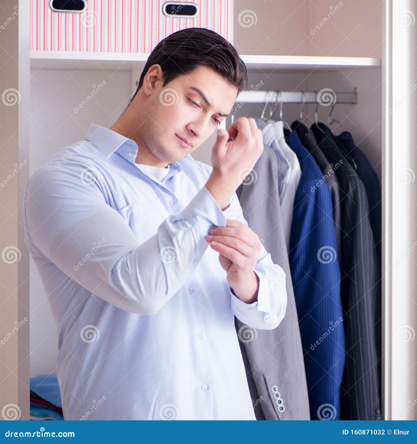 Young Man Businessman Getting Dressed for Work Stock Photo - Image of ...