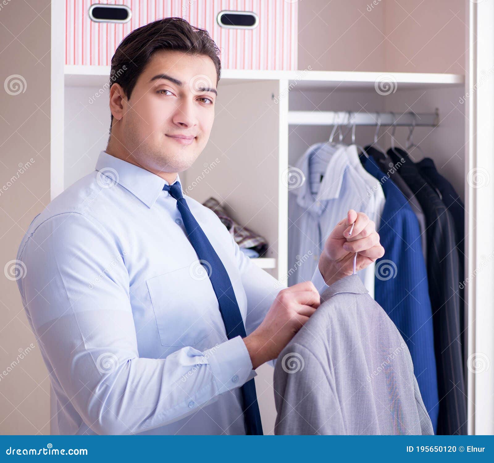 The Young Man Businessman Getting Dressed for Work Stock Photo - Image ...