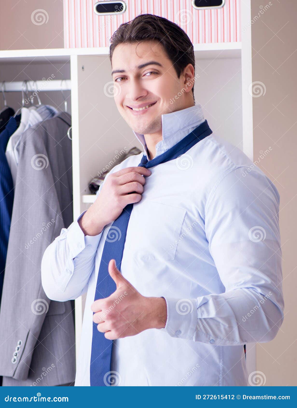 Young Man Businessman Getting Dressed for Work Stock Photo - Image of ...