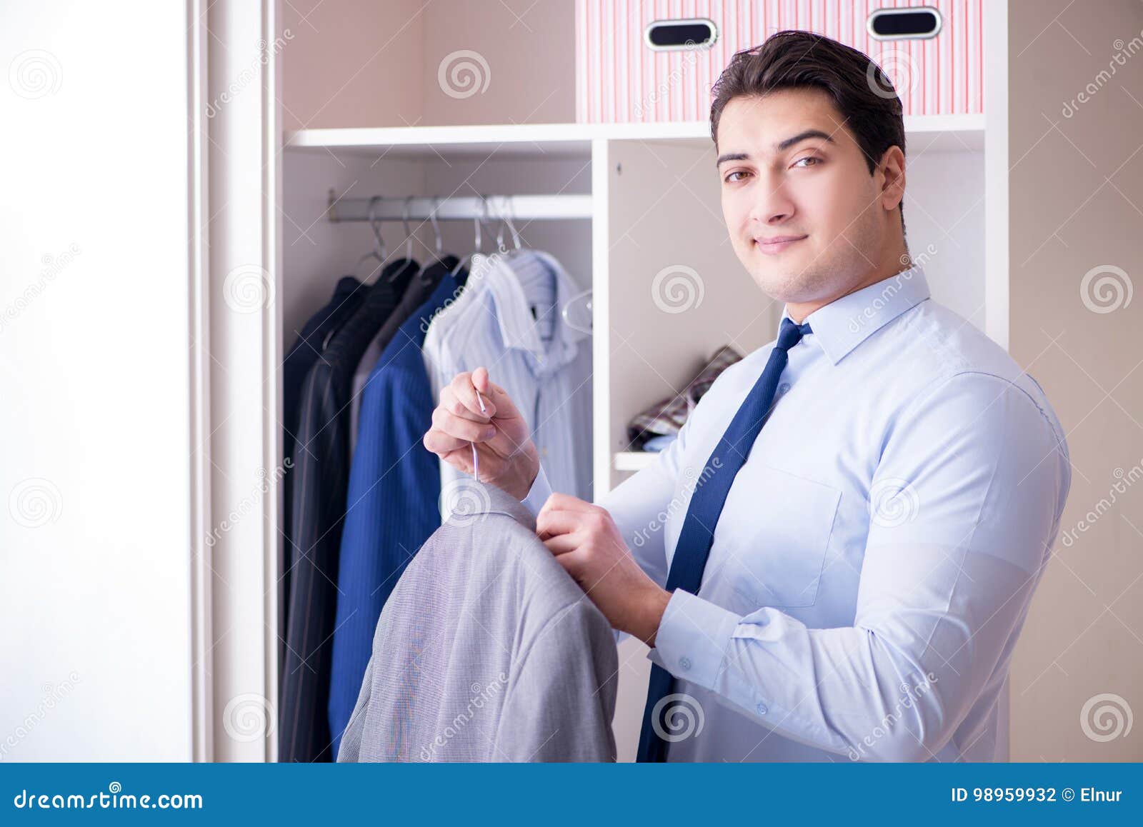 The Young Man Businessman Getting Dressed for Work Stock Photo - Image ...