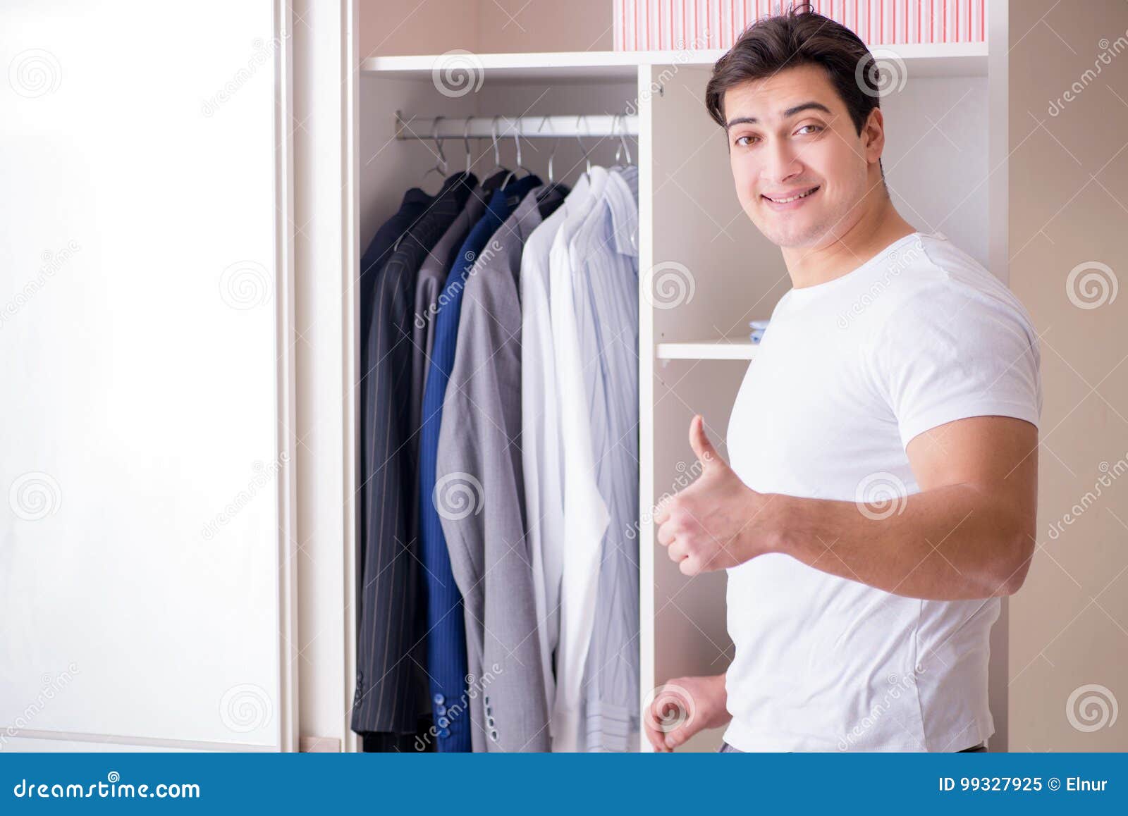 The Young Man Businessman Getting Dressed for Work Stock Image - Image ...