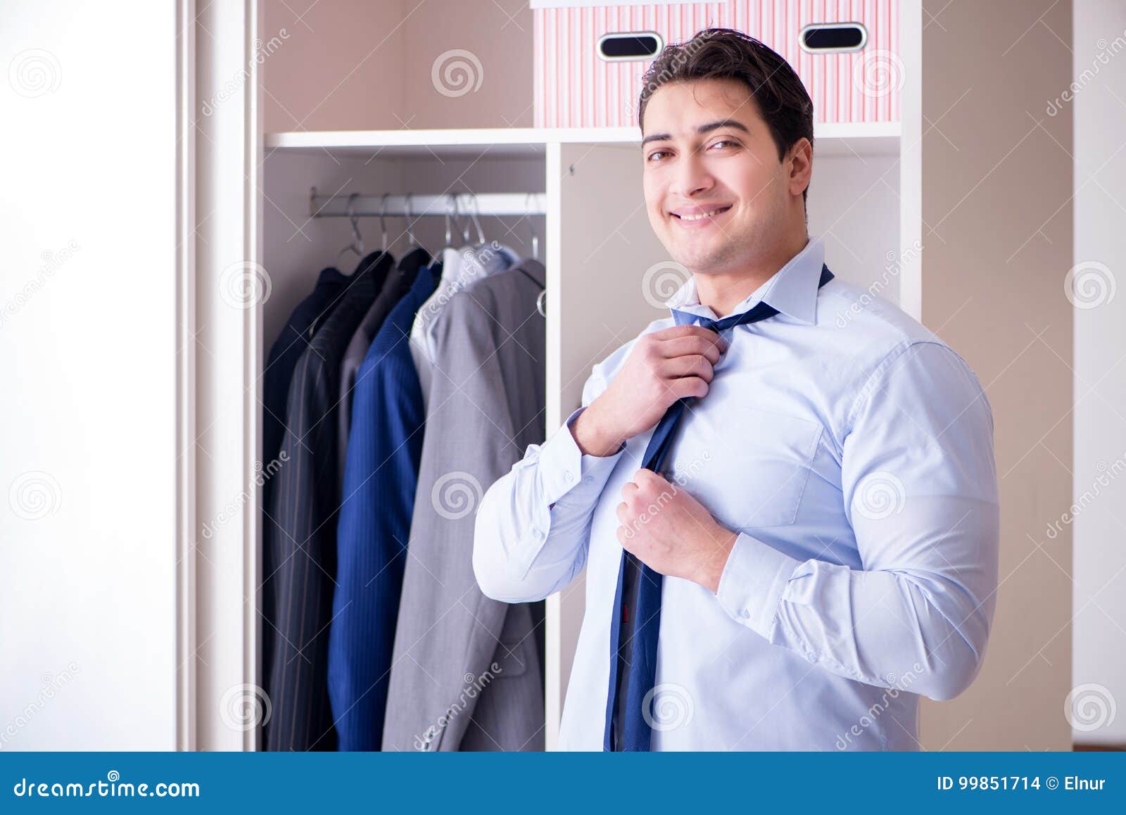 The Young Man Businessman Getting Dressed for Work Stock Photo - Image ...