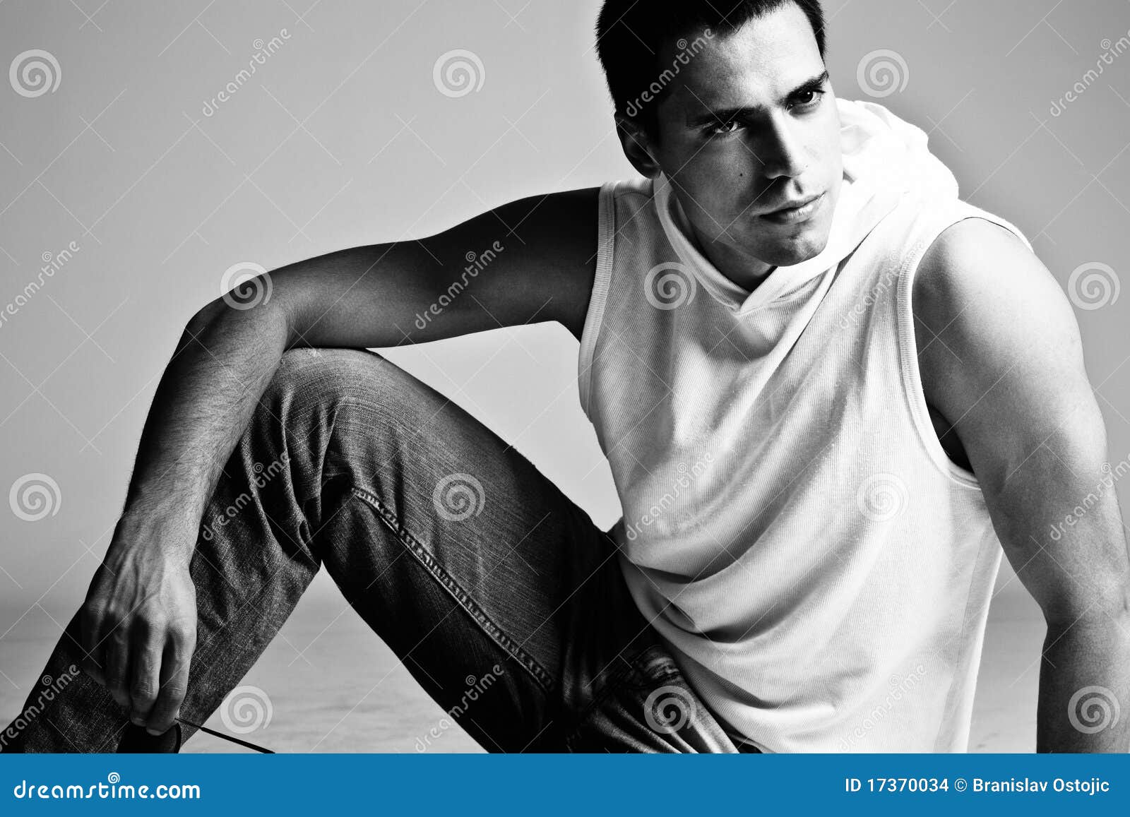 Young man bw stock photo. Image of casual, front, jeans - 17370034
