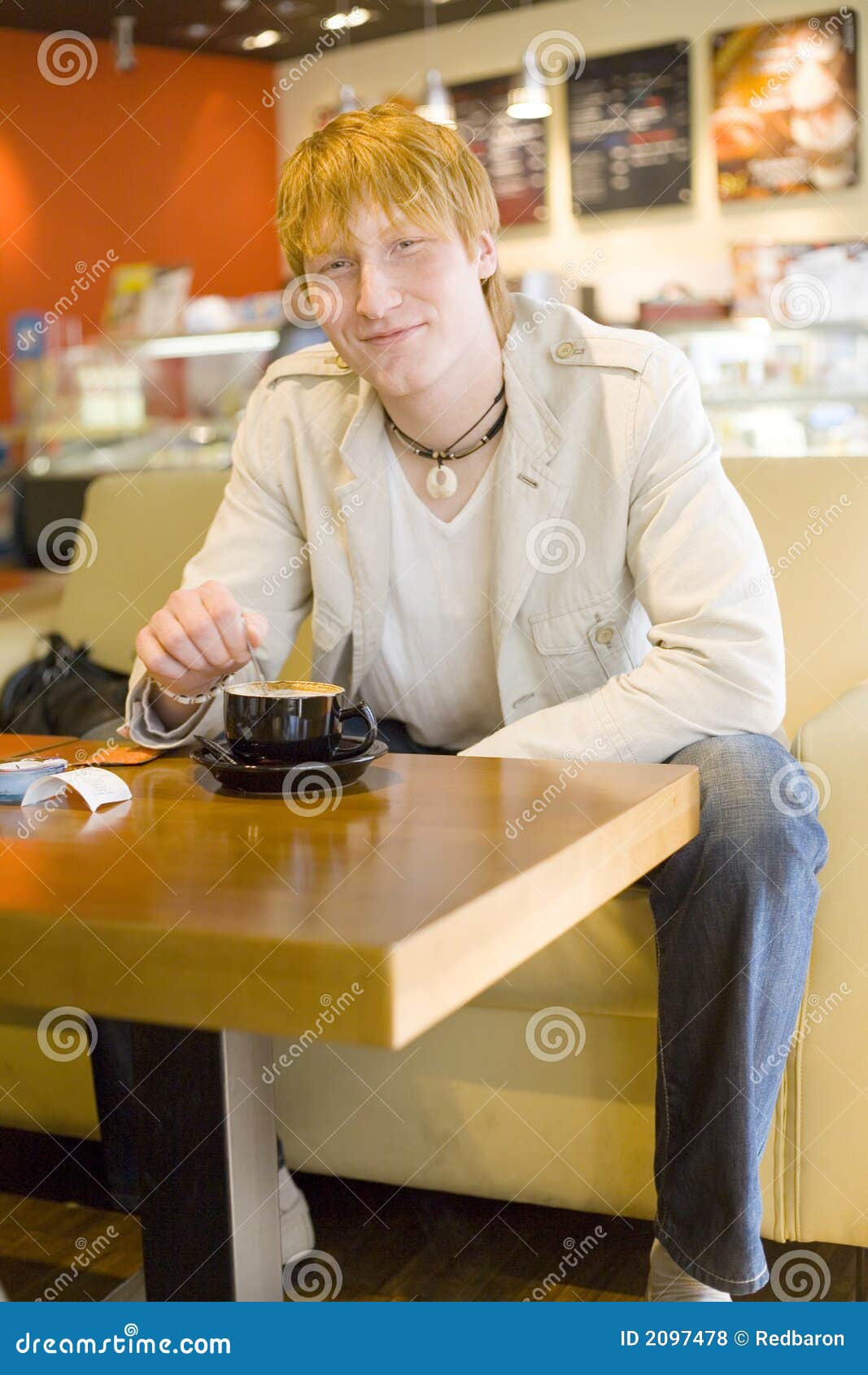 Young man and Cafe stock photo. Image of clothing, years - 2097478