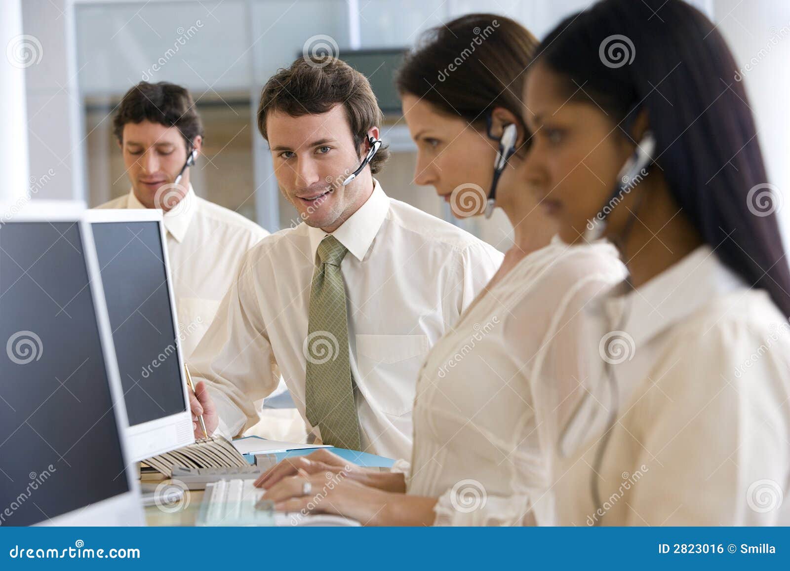 Young man in call center stock photo. Image of education - 2823016
