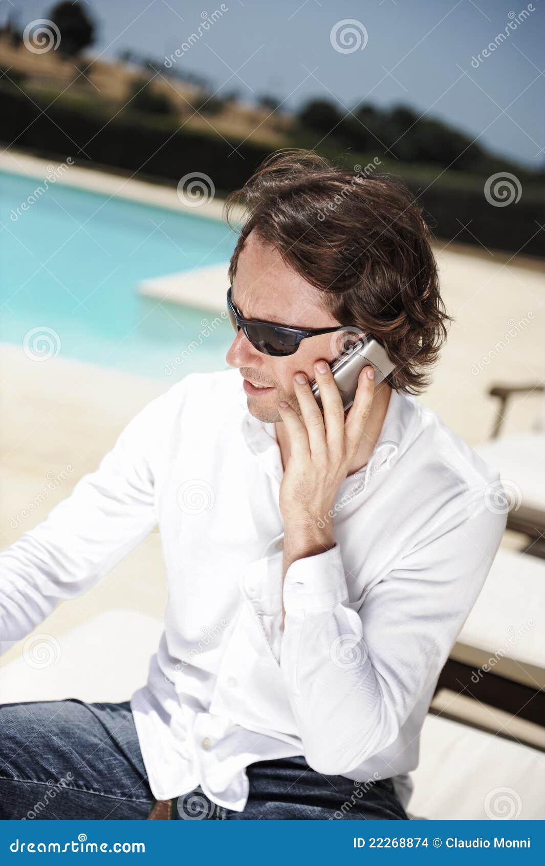 Young man calling stock photo. Image of manager, pool - 22268874