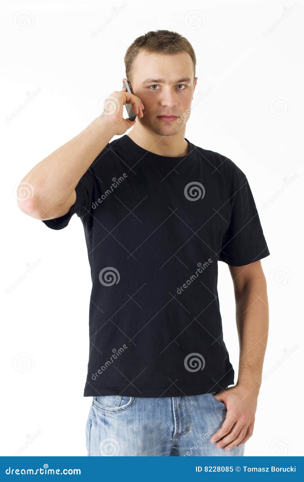 Young man calling stock image. Image of portrait, cellphone - 8228085