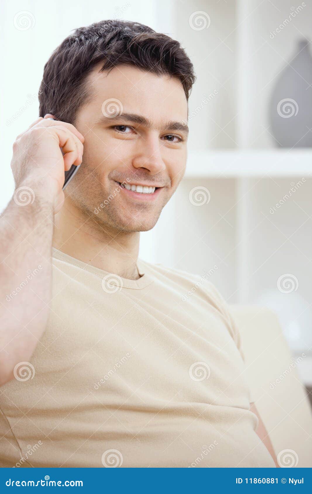 Young Man Calling on Mobile Phone Stock Image - Image of expression ...