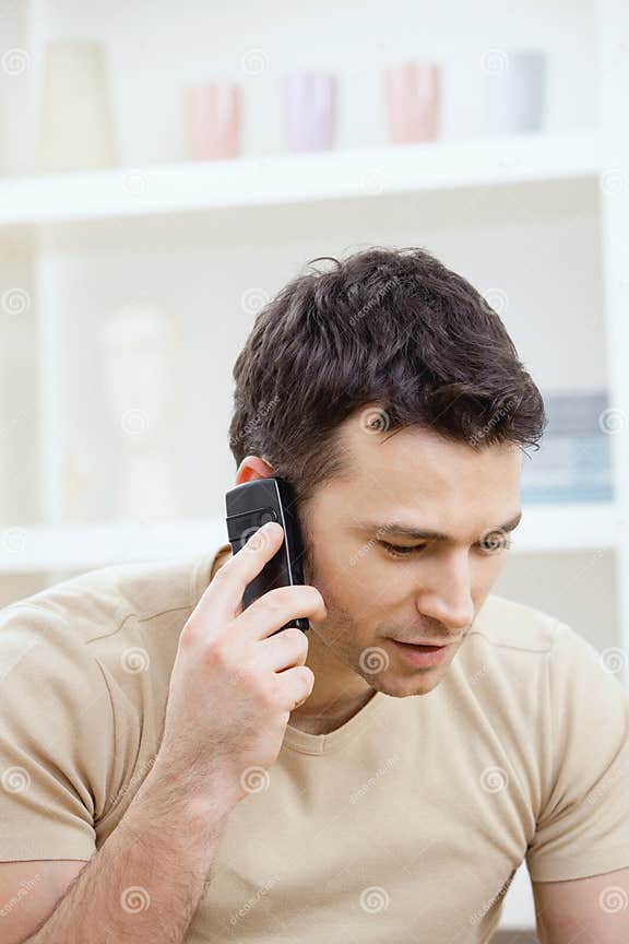 Young Man Calling on Mobile Phone Stock Image - Image of call, handsome ...