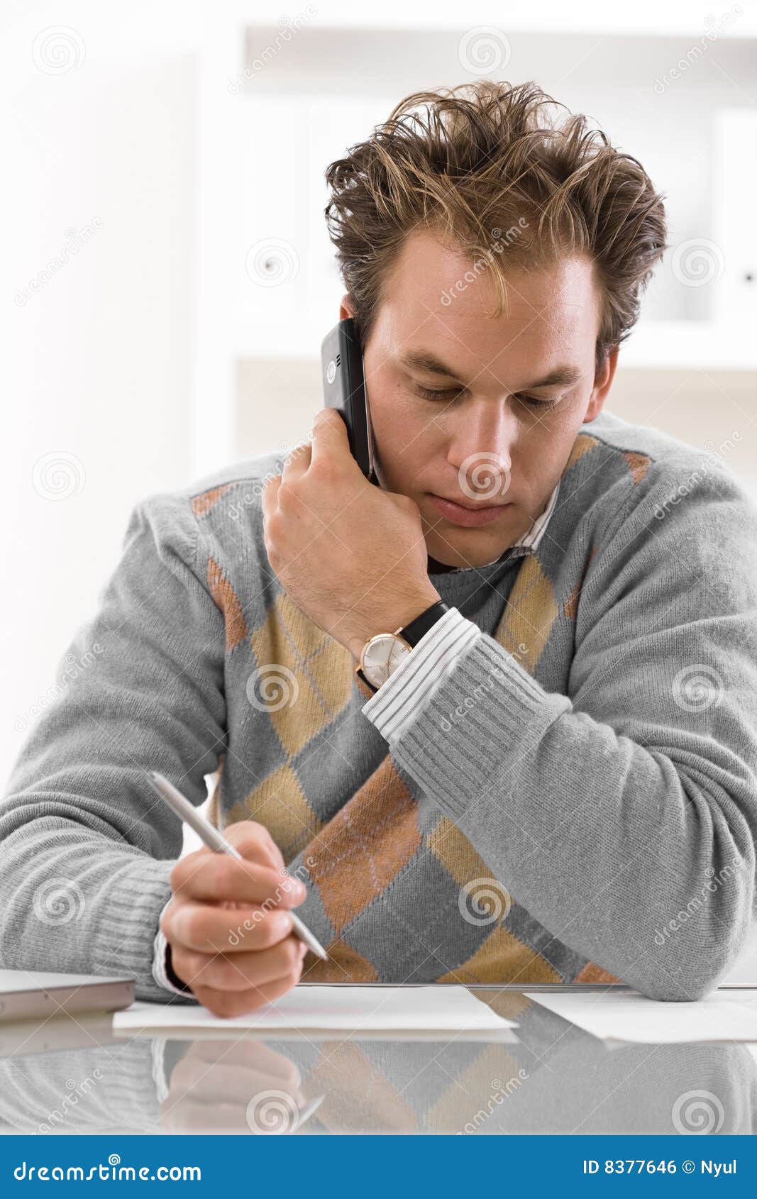 Young man calling on phone stock photo. Image of mobile - 8377646