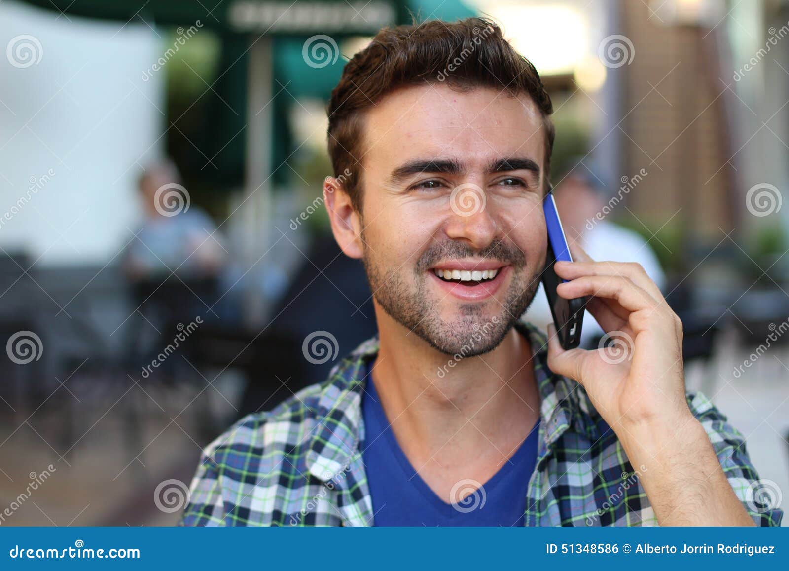 Young Man Calling by Phone Outside Stock Photo - Image of alone, copy ...