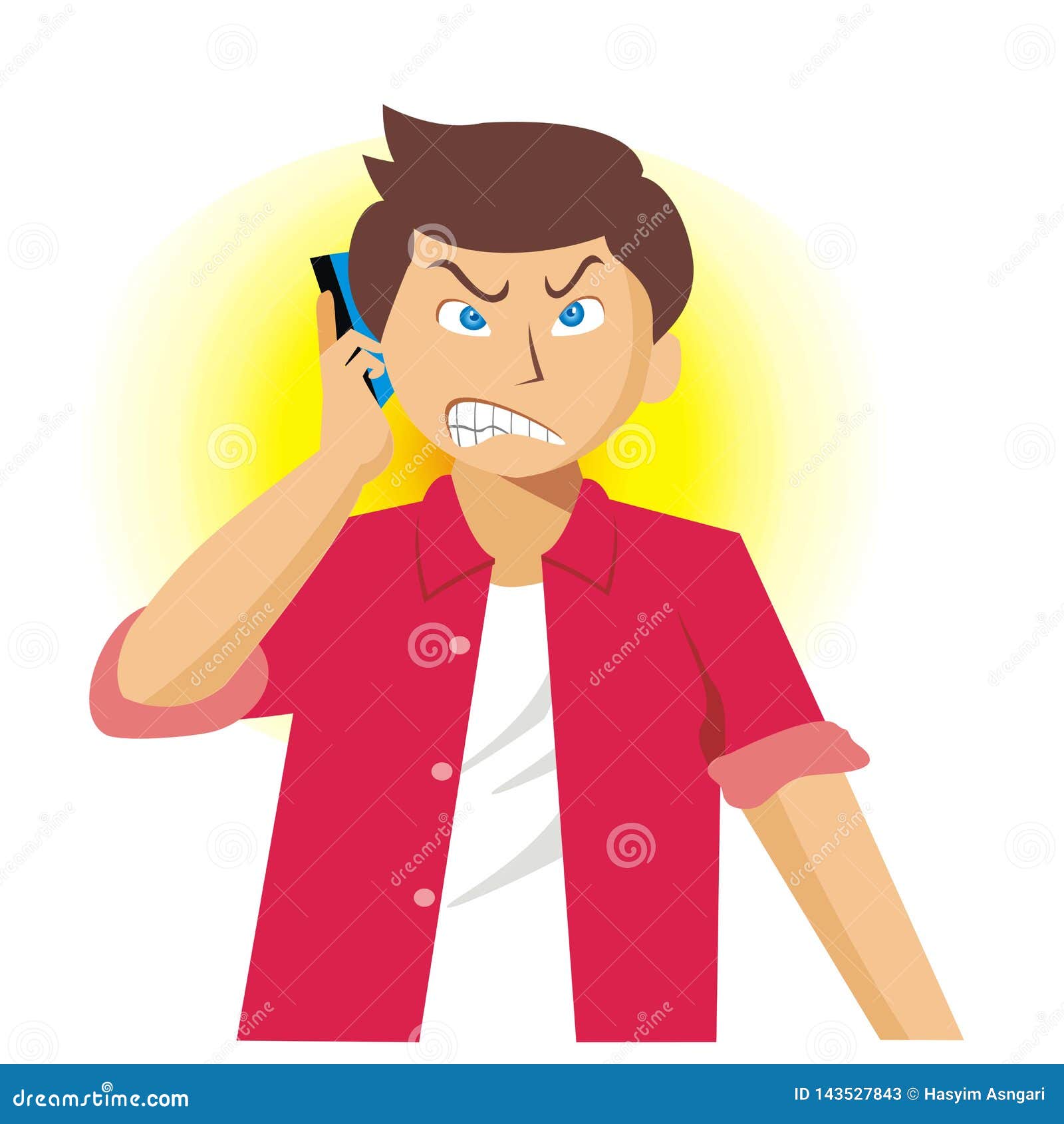 Young Man Calling Someone while Angry Stock Illustration - Illustration ...