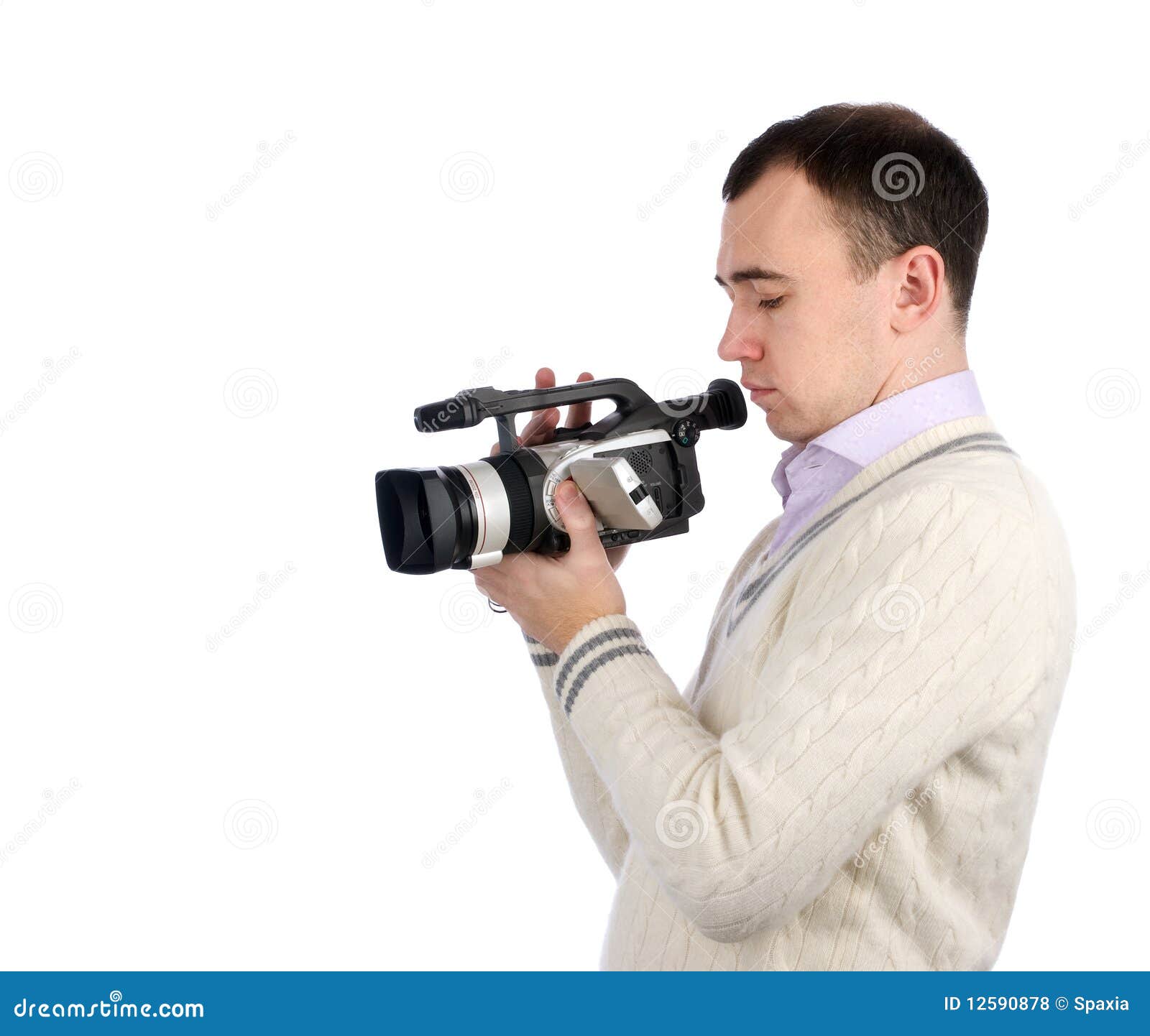 Young man with camera stock photo. Image of electrical - 12590878