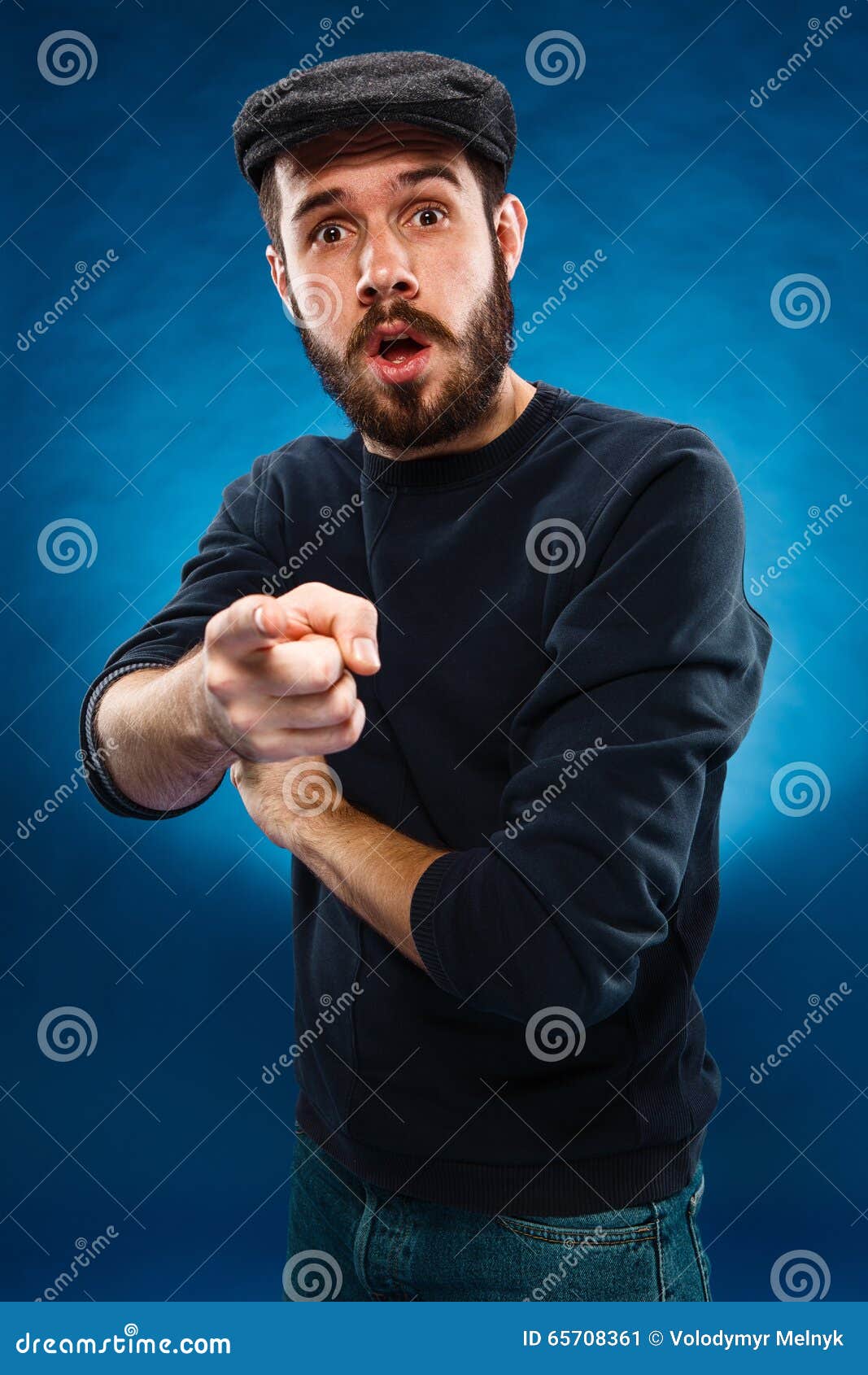Young Man in Cap, Finger Pointing Towards the Camera Stock Image ...