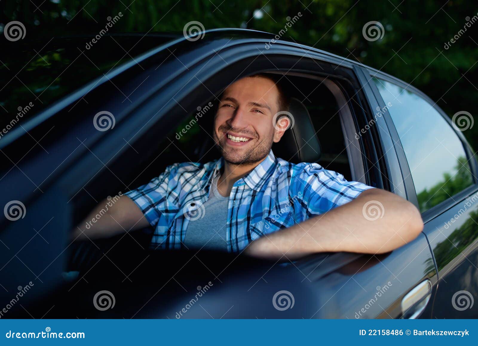 Young man in car smiling stock photo. Image of dark, limusine - 22158486