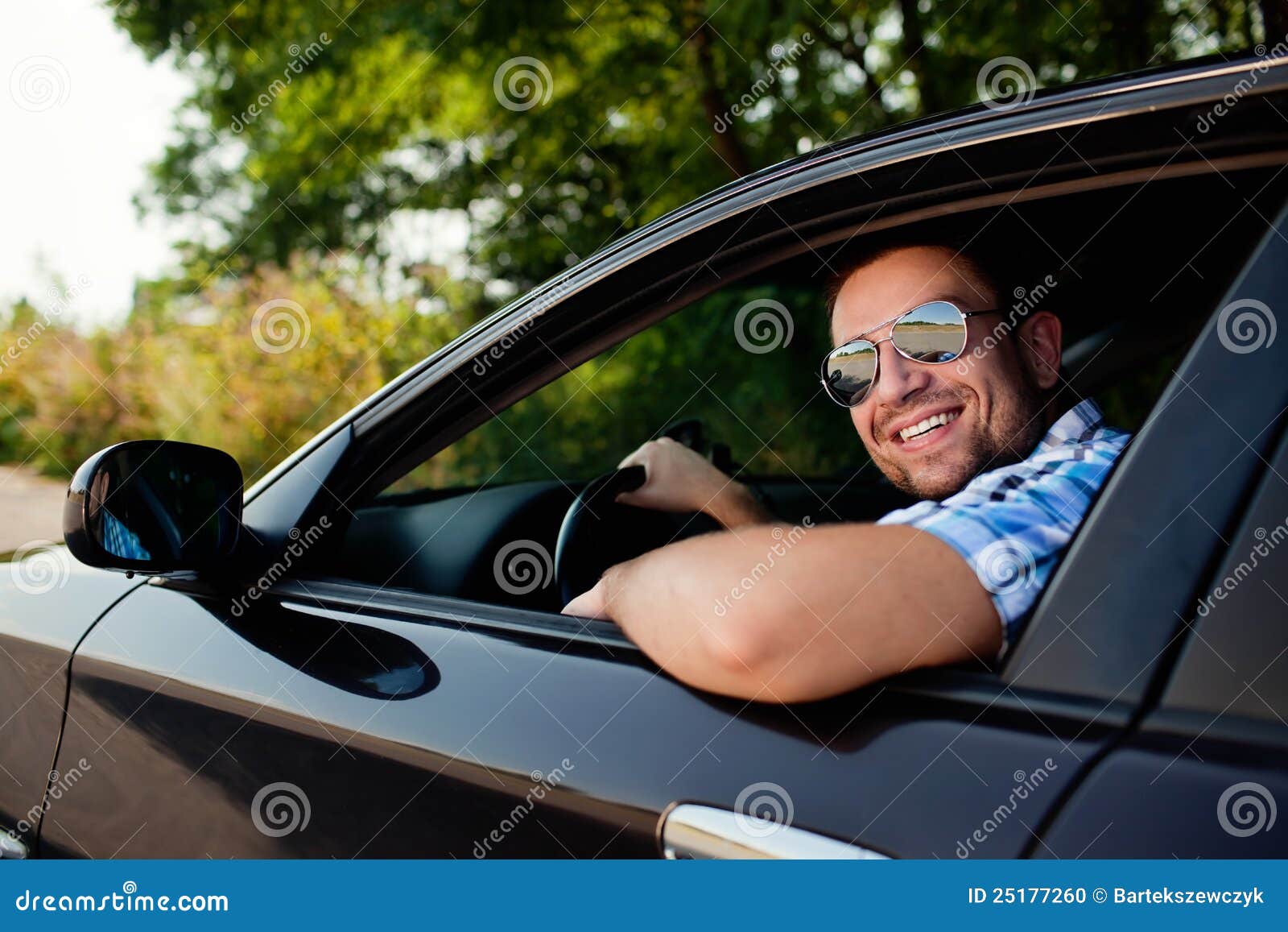 Young man in car smiling stock photo. Image of hair, dark - 25177260