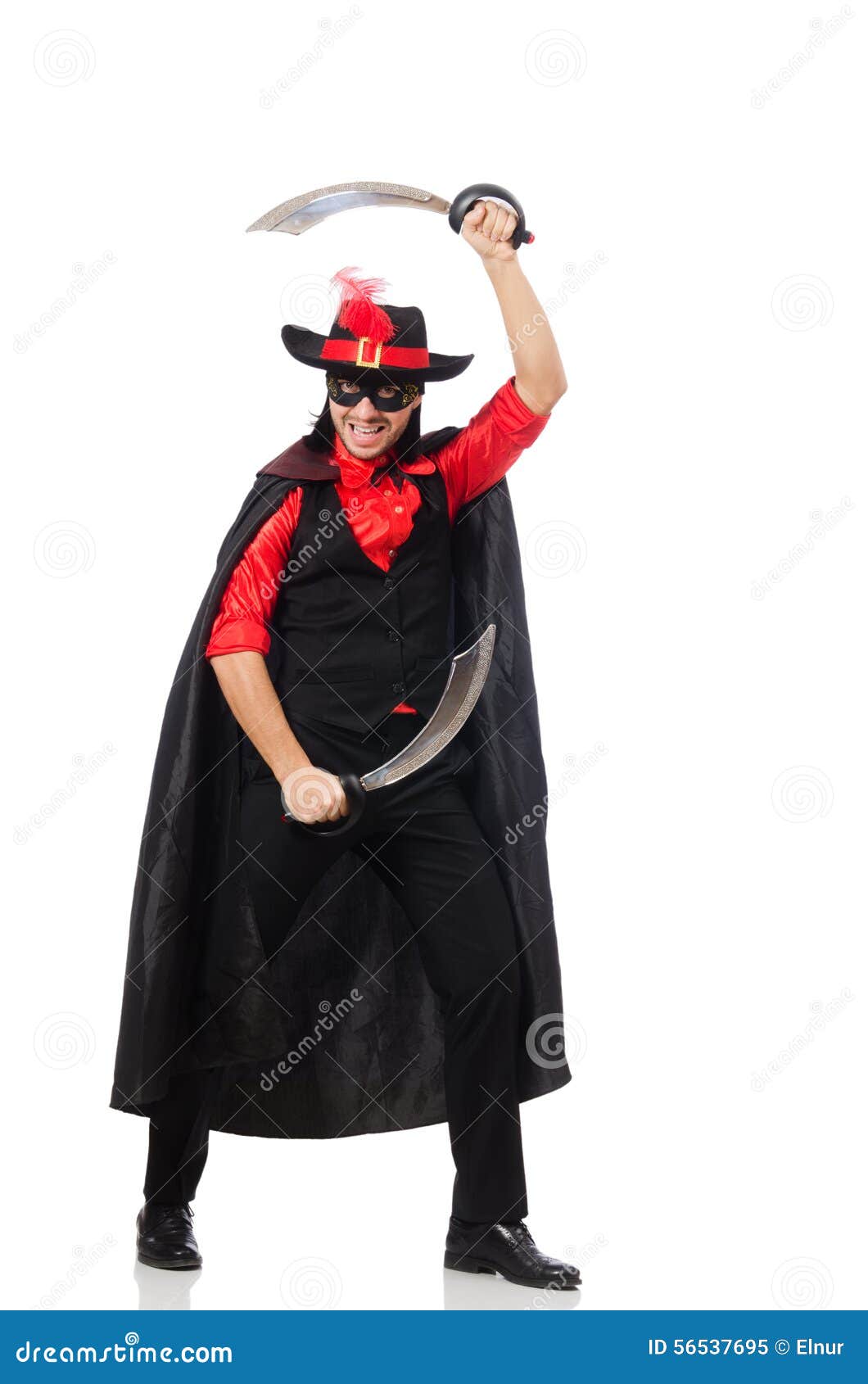 Young Man in Carnival Coat with Sword Isolated on Stock Image - Image ...