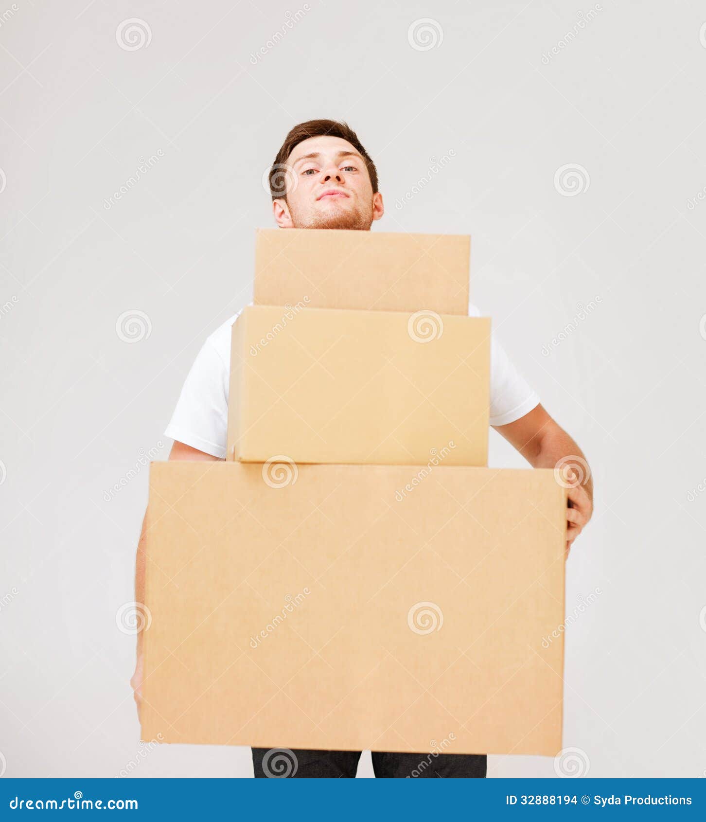 Young Man Carrying Carton Boxes Royalty-Free Stock Image ...