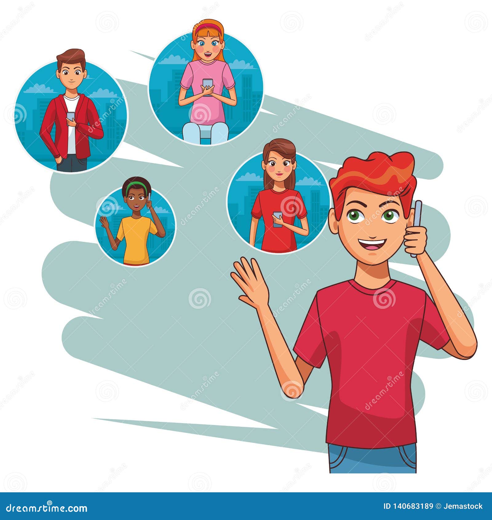Young man cartoon stock vector. Illustration of device - 140683189