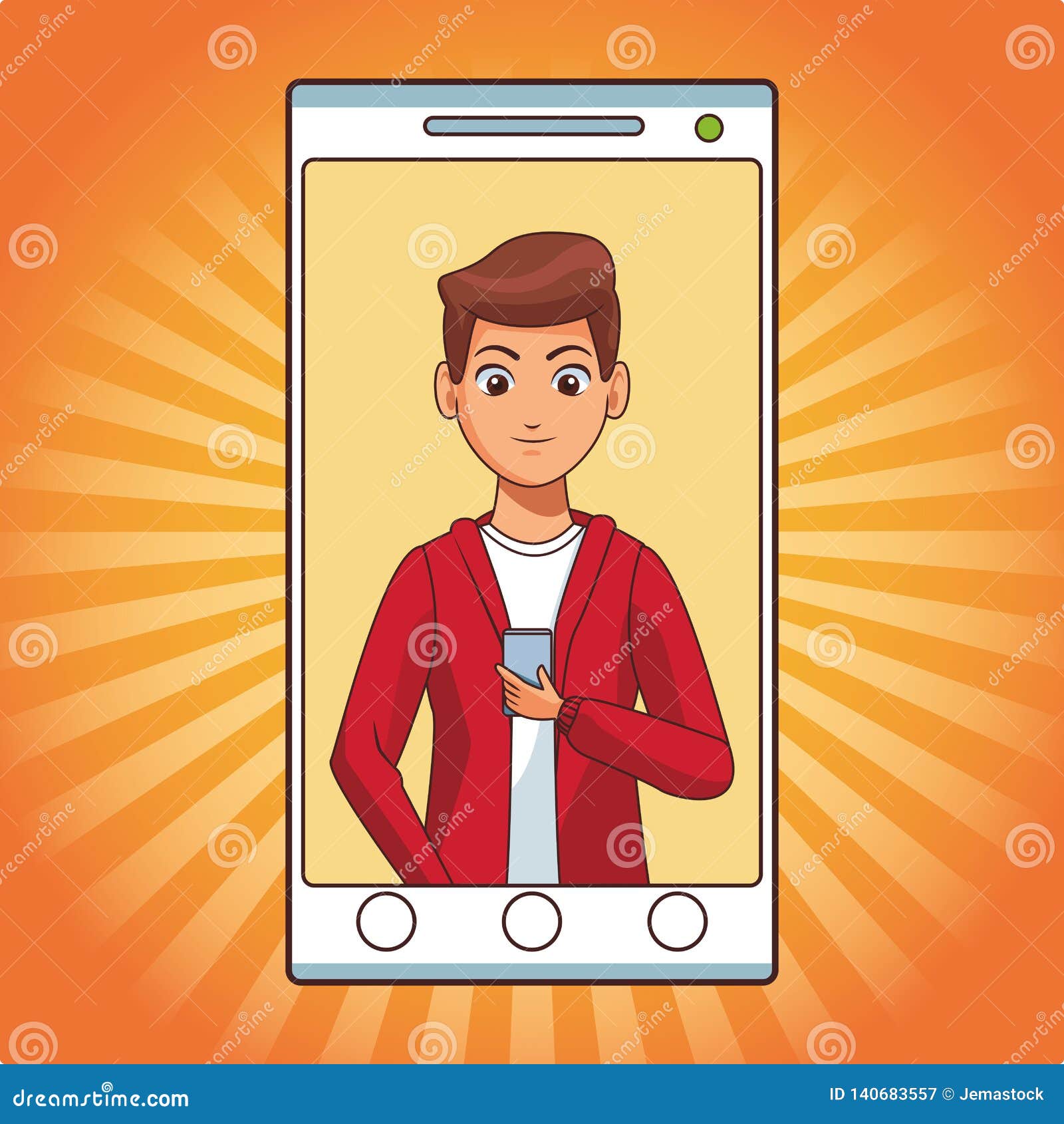 Young man cartoon stock vector. Illustration of friendly - 140683557