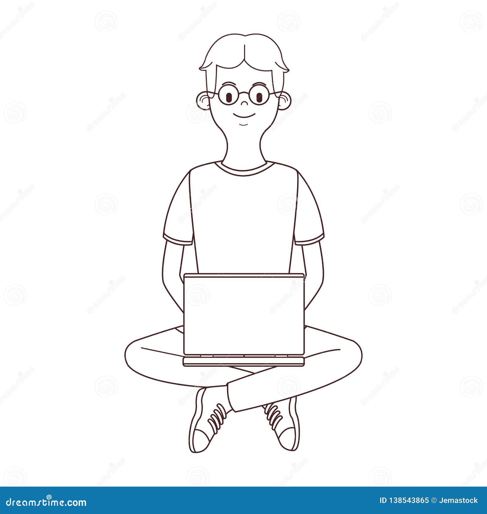 Young man cartoon stock vector. Illustration of device - 138543865