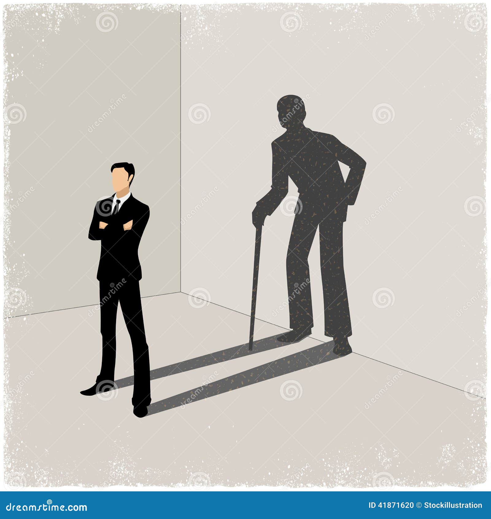 Young Man Casting Shadow of Old Man Stock Vector - Illustration of ...
