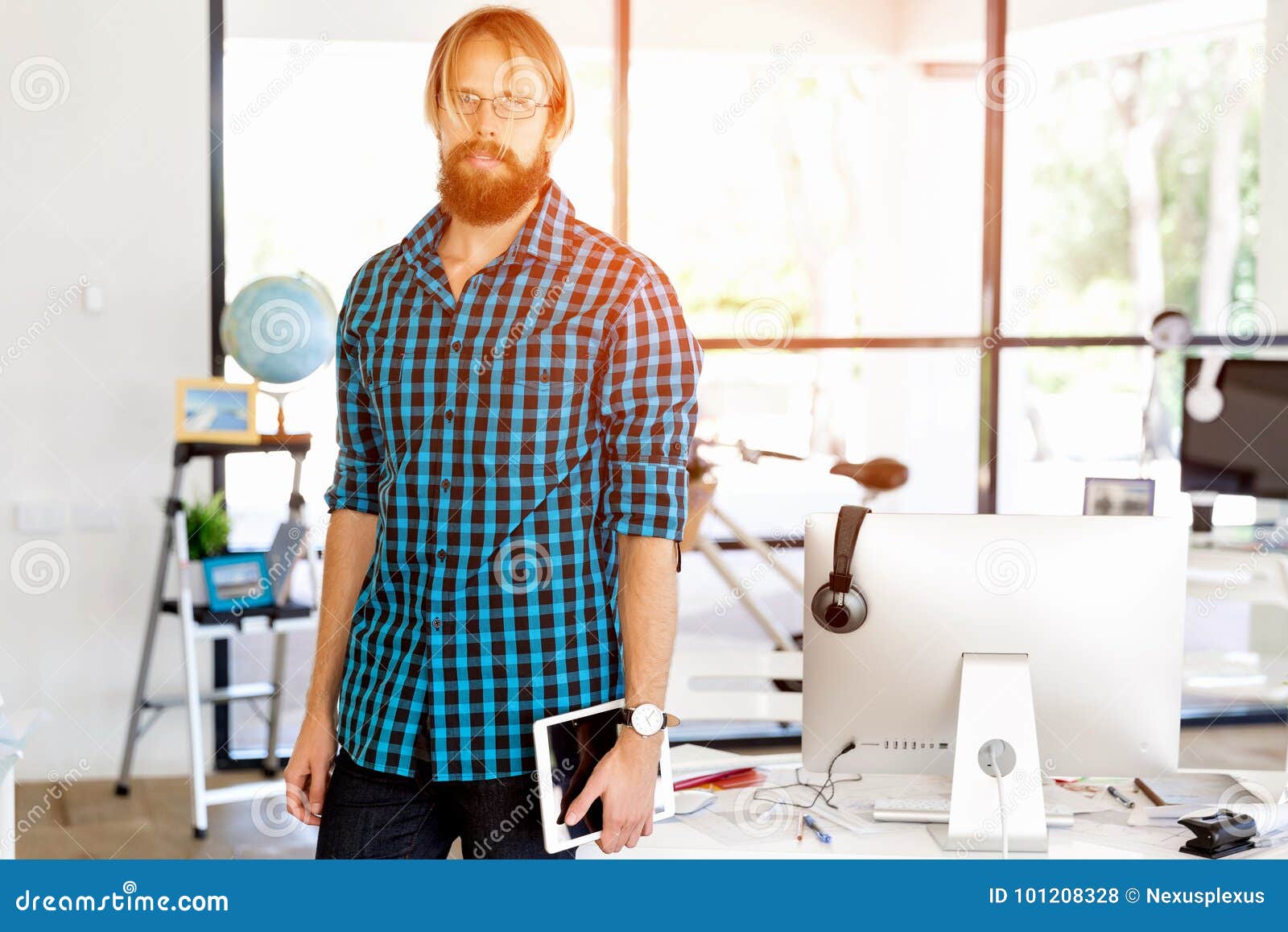 Young Man Working in Office Stock Photo - Image of portrait, corporate ...