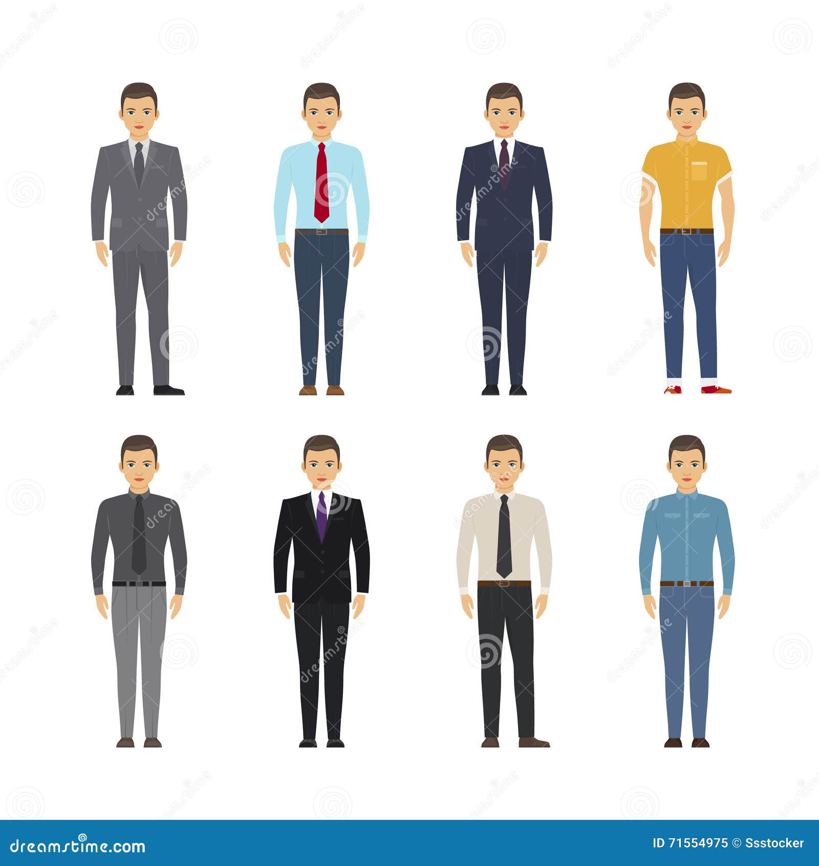 Young Man In Casual Outfit Vector Illustration Stock Vector