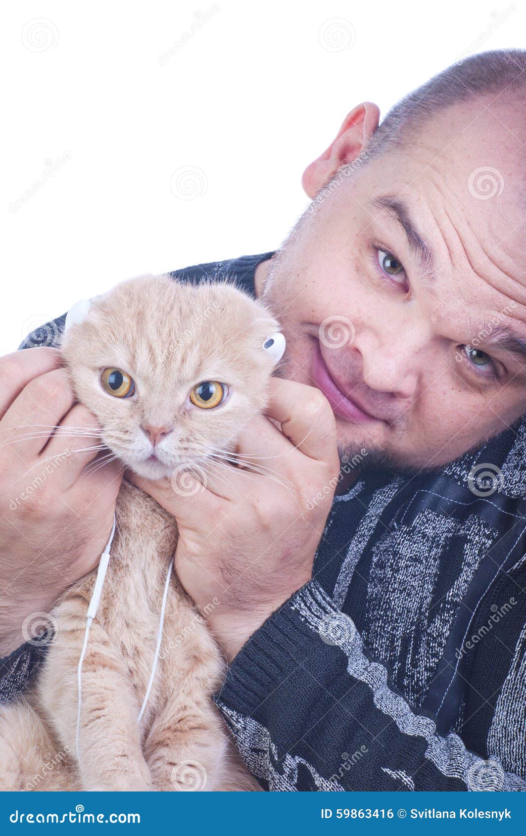 Young man with a cat stock photo. Image of funny, fluffy - 59863416