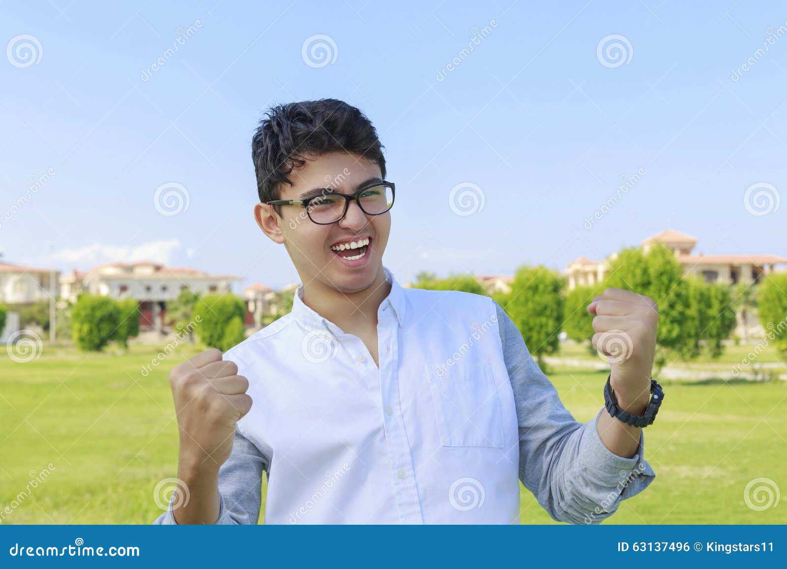 Young Man Celebrate His Victory,successful. Stock Photo - Image of ...