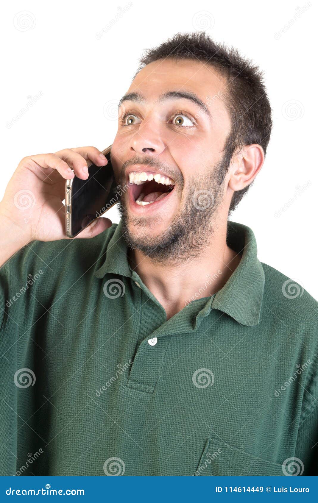 Man with cellphone stock image. Image of success, white - 114614449