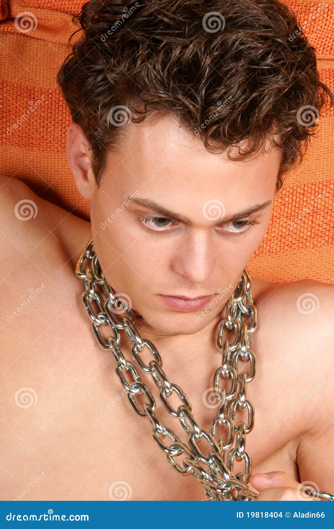 Young man with chain stock photo. Image of chain, blue - 19818404