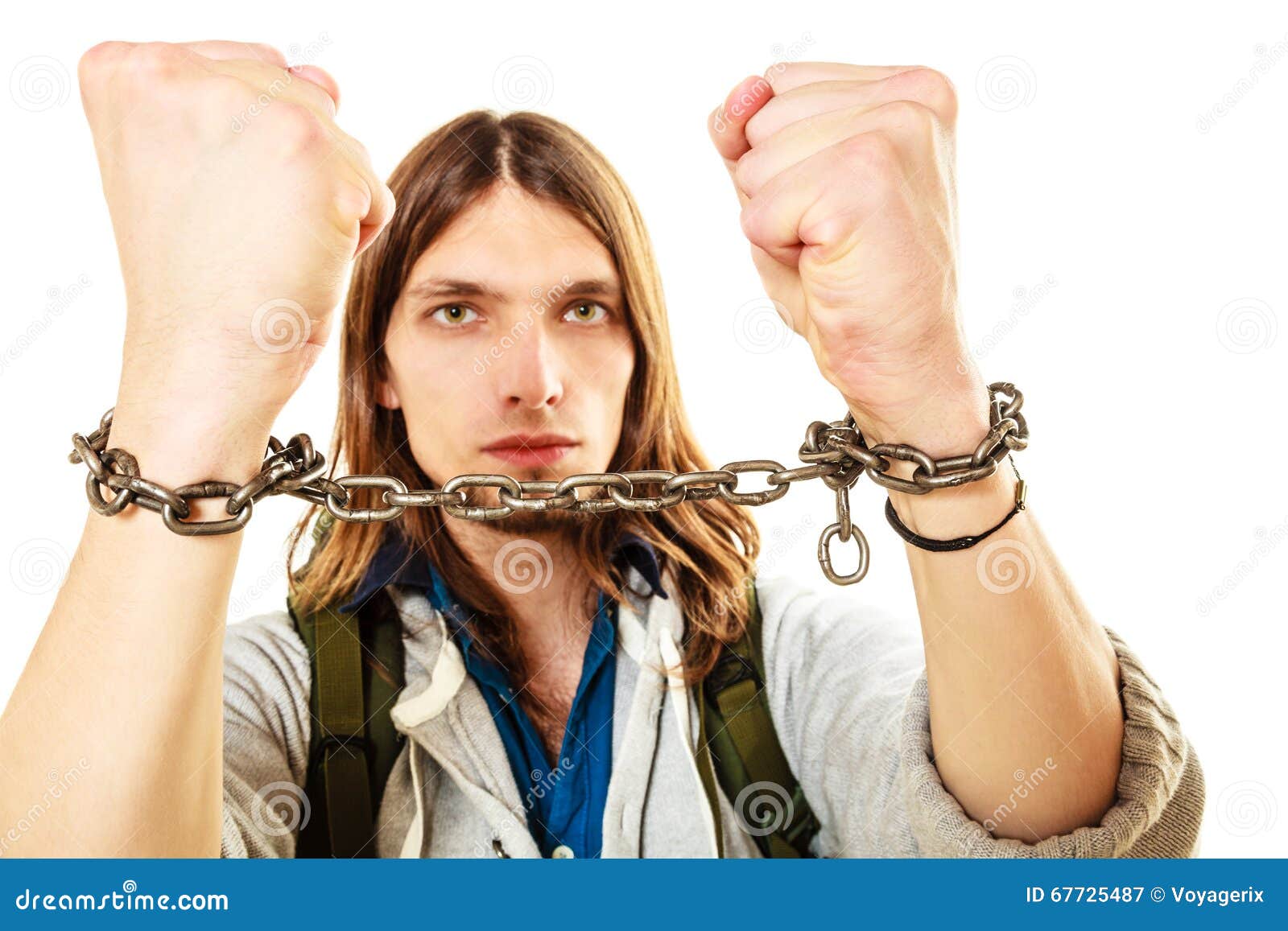 Young Man with Chained Hands. Stock Image - Image of violence, arrest ...