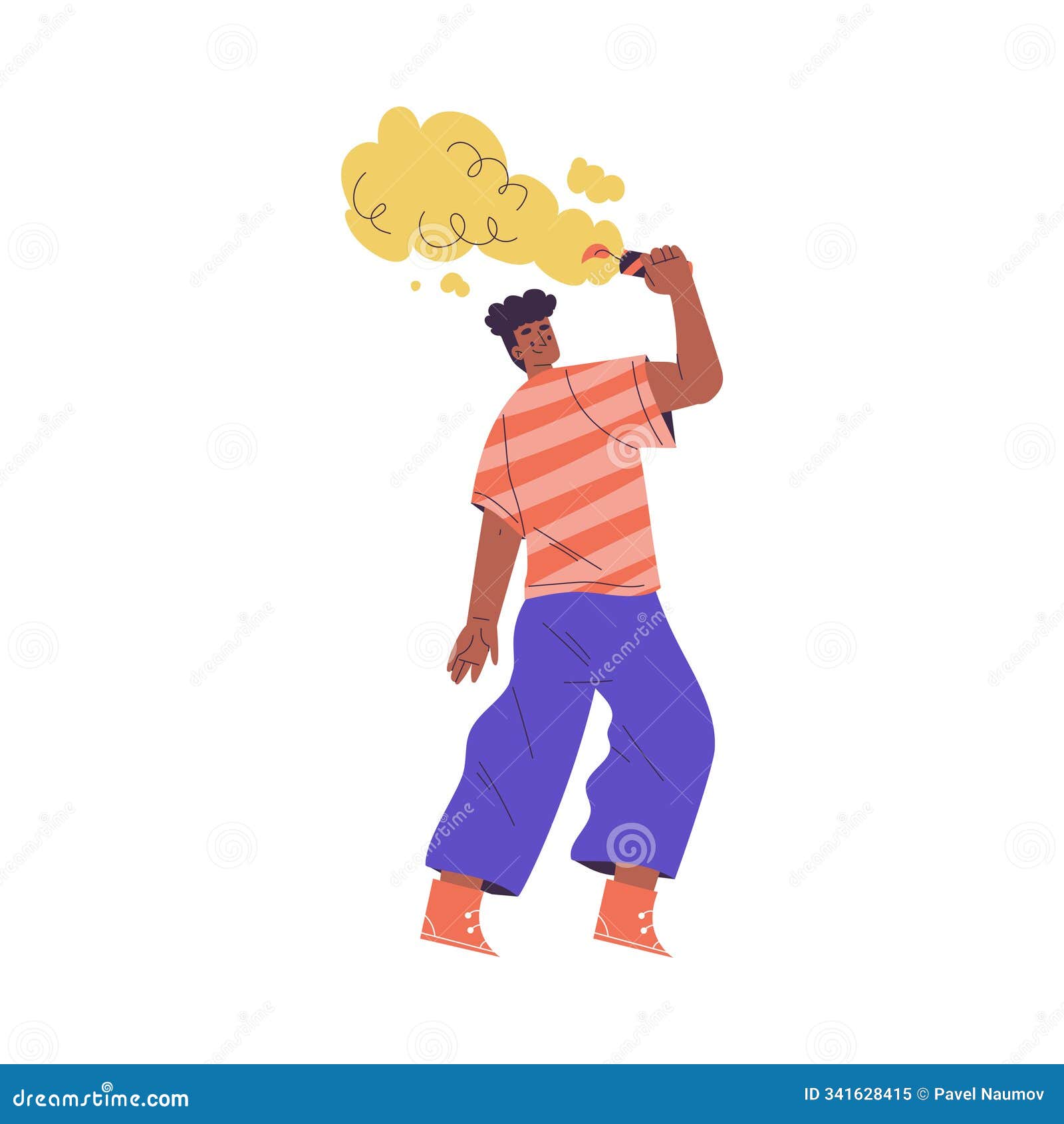 Young Man Character Setting Off Firework Vector Illustration Stock ...