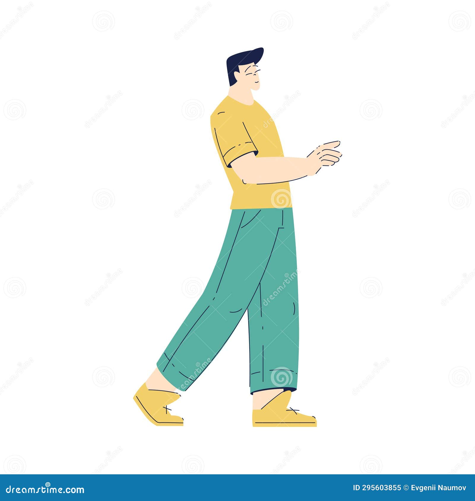 Young Man Character Walking Moving Forward Vector Illustration Stock ...