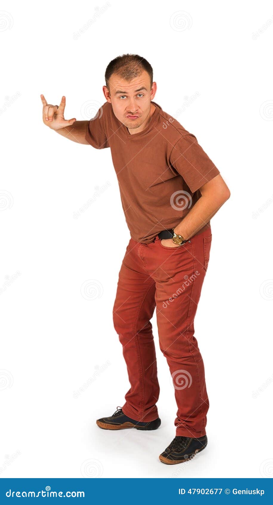 Young Man with Characteristic Heavy Metal Hand Gesture Stock Image ...