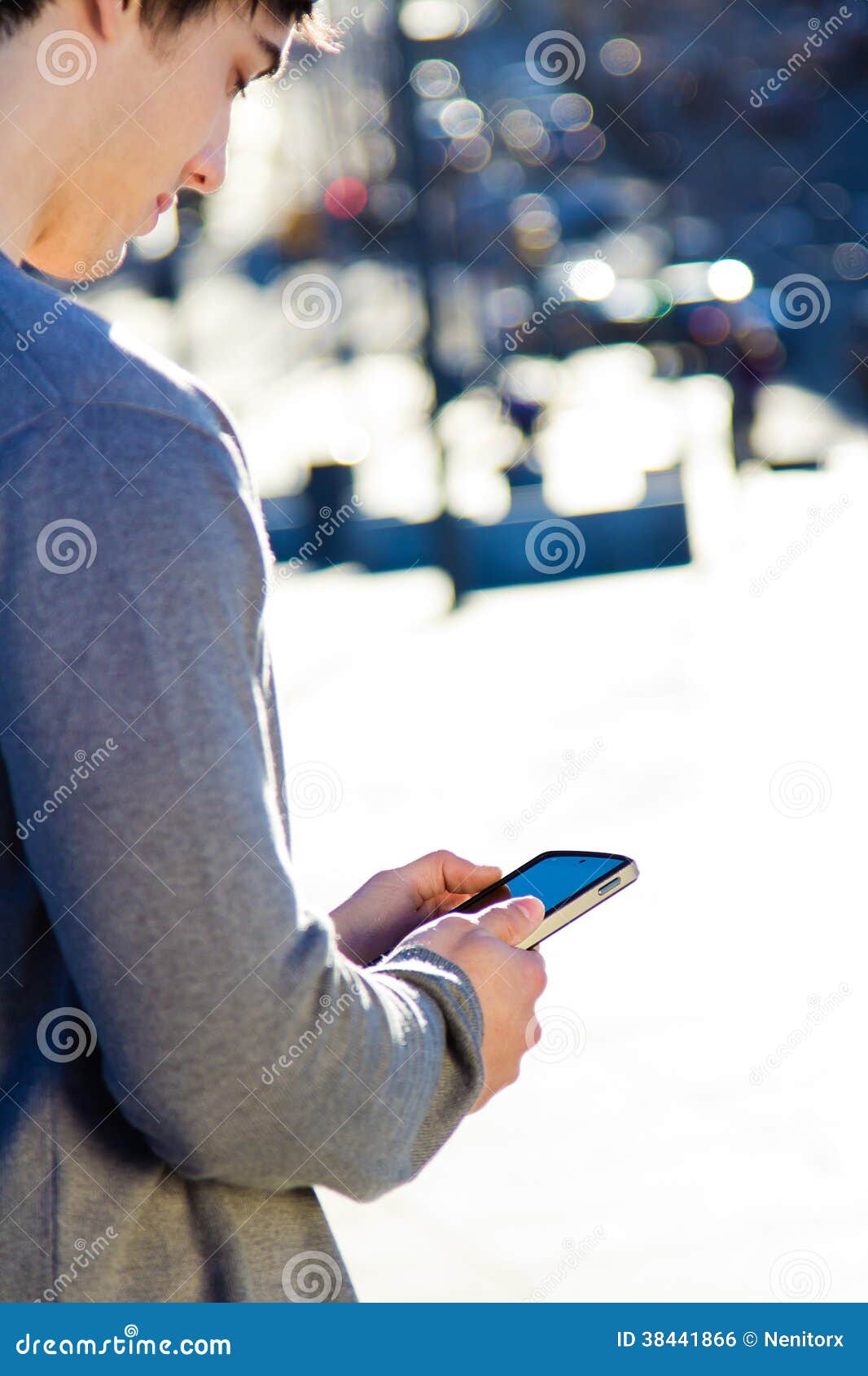 Young Man Chatting with Their Smartphone Stock Photo - Image of finger ...
