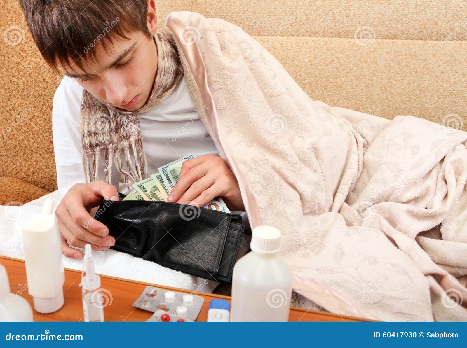Young Man check the Wallet stock photo. Image of health - 60417930