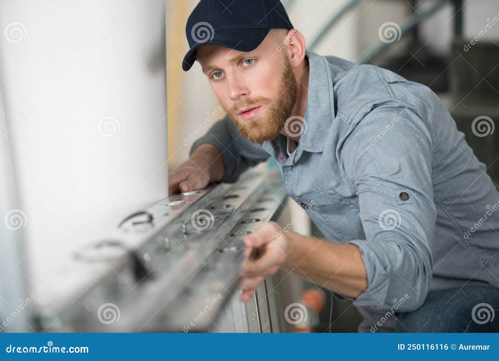 Young Man Checking Ladder before Stock Photo - Image of project ...