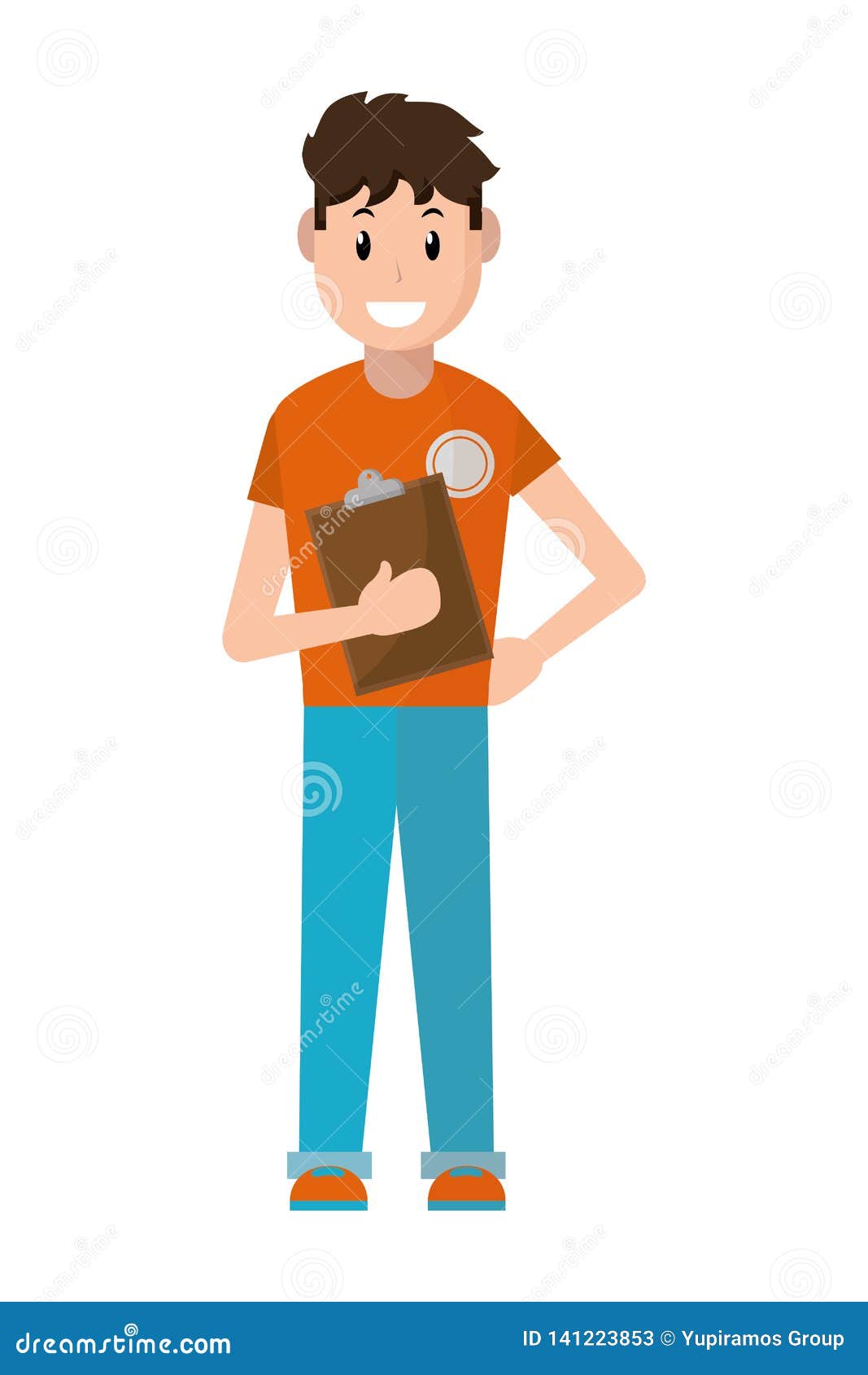 Young man with checklist stock vector. Illustration of post - 141223853