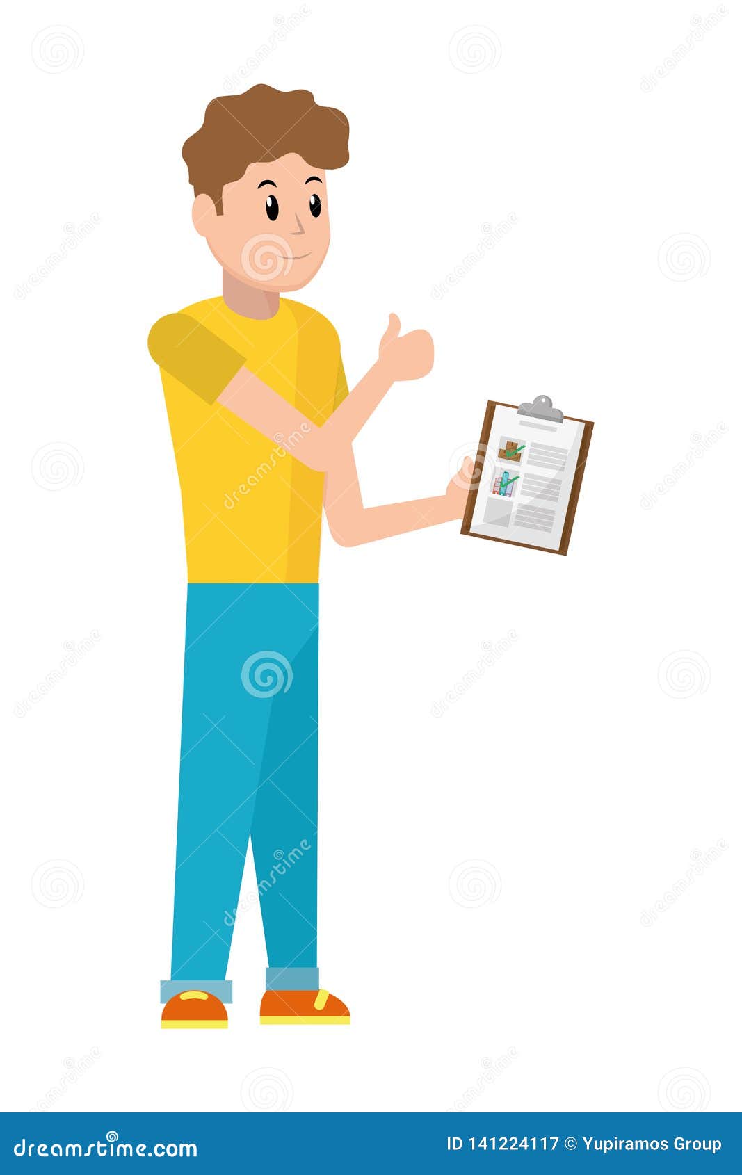 Young man with checklist stock vector. Illustration of order - 141224117