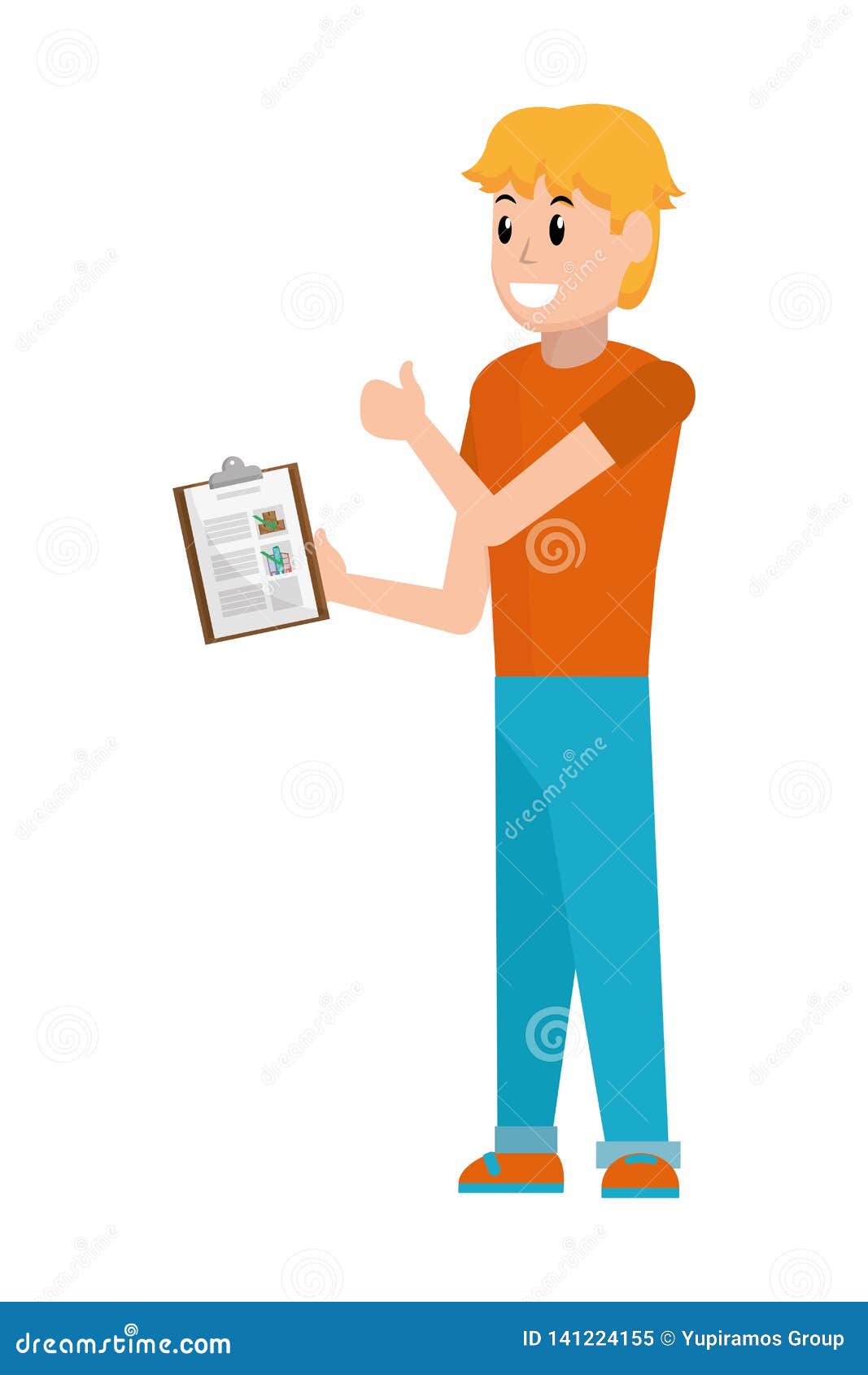 Young man with checklist stock vector. Illustration of home - 141224155